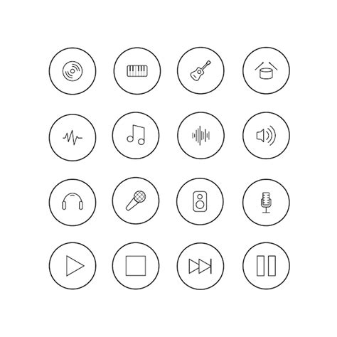 Conjunto de sonido icono de vector plano línea de onda música icono web