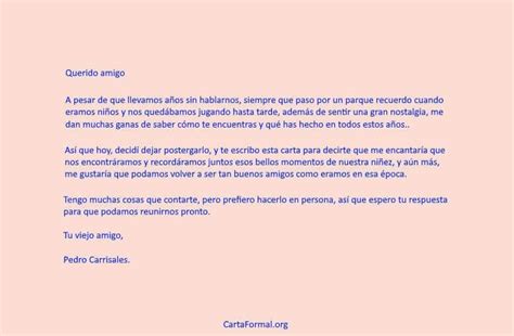 Carta Formal Para Un Amigo Ejemplo Como Se Hace Corta