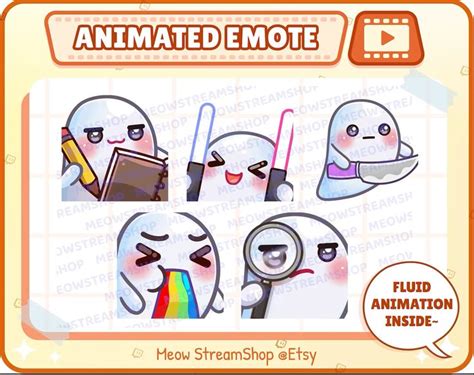 Twitch Animated Emote Cute Ghost Animated Emotes Pack 2 Note Rave