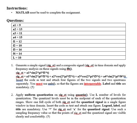 solved instructions matlab must be used to complete the