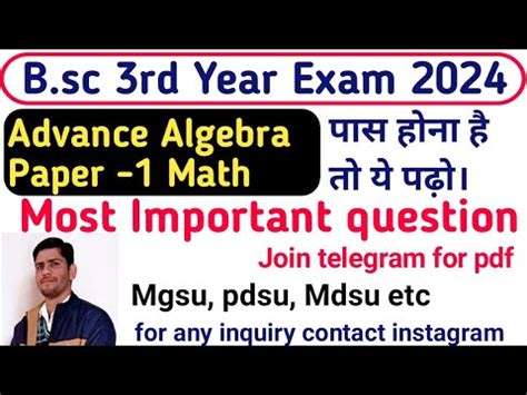 Bsc 3rd Year Math Important Question Advance Algebra Important Question
