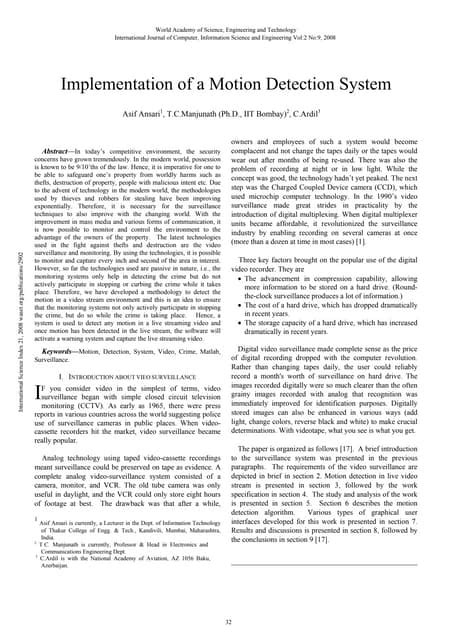 implementation of a motion detection system pdf