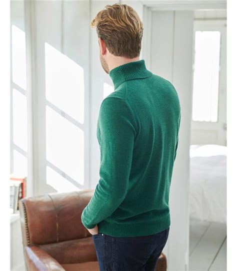 Woodland Green Cashmere Merino Polo Neck Jumper WoolOvers AU
