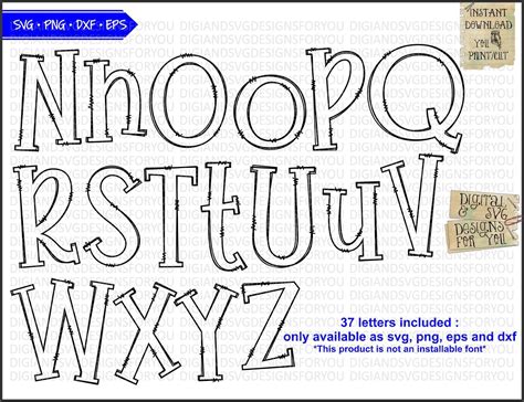 Doodle Letters Svg Png Dxf Transparent Doodle Letters SVG Etsy