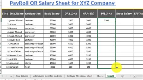 Pay Scale Excel Template