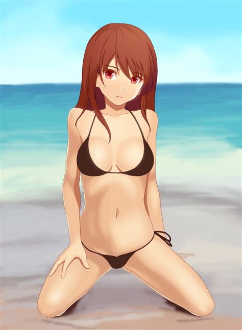Wallpaper Sea Long Hair Anime Girls Brunette Beach Cartoon