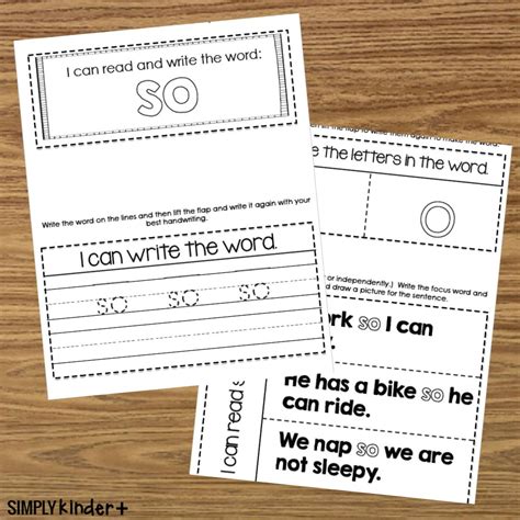 So Sight Word Interactive Notebook Fry Dolch Primer Simply Kinder Plus