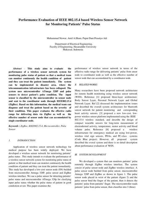 pdf performance evaluation of zigbee based wireless sensor network for monitoring patients
