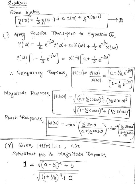 Solved For The System Given Below Y N 1 2y N 1 Ax N 1 2x N
