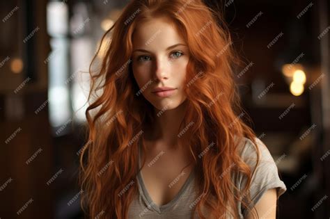 Premium Photo A Woman With Long Red Hair Posing For The Camera