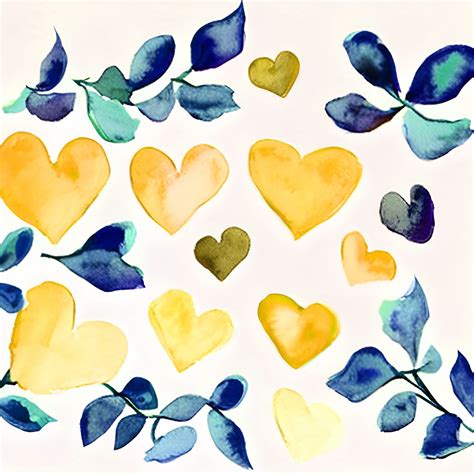 Watercolor Hearts And Leaves Paper Free Stock Photo Public Domain