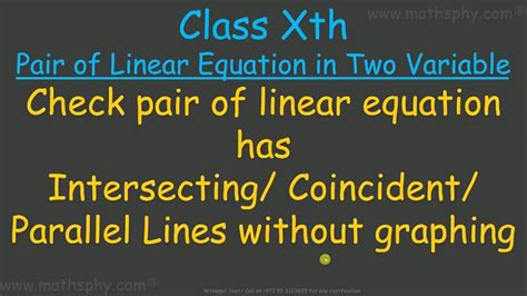 intersecting coincident parallel lines ratios class 10 pair of linear equations basic concepts