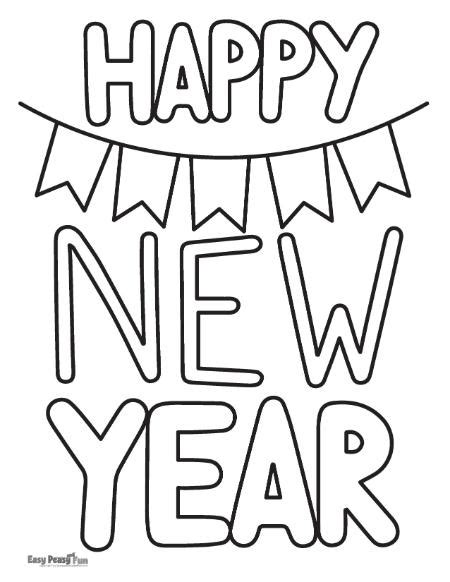 Happy New Year Coloring Pages 2024 Lots Of Free Sheets Easy Peasy