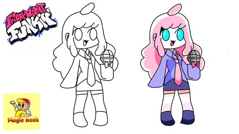 How To Draw FNF MOD Character Senpai S Fangirl Easy YouTube