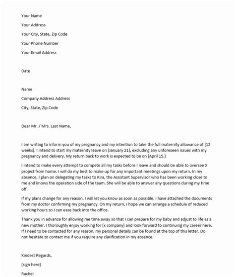 Maternity Leave Plan Template Best Of Sample Maternity Leave Letter