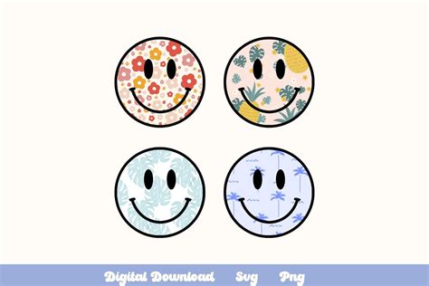 Happy Face Svg Bundle Cricut Groovy Smiley Bundle Etsy