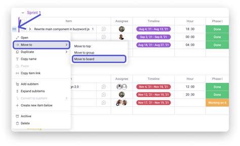 How To Move A Group Item Or Subitem Support