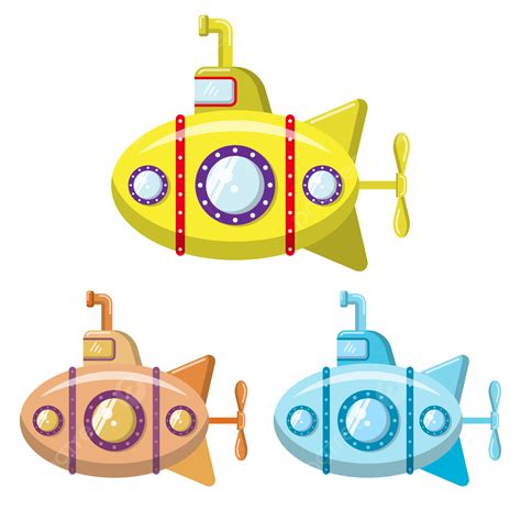 Vetor De Imagem Transparente Submarino Colorido Dos Desenhos Animados