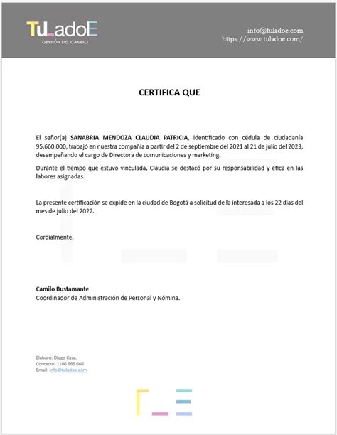 Como Hacer Una Carta Laboral