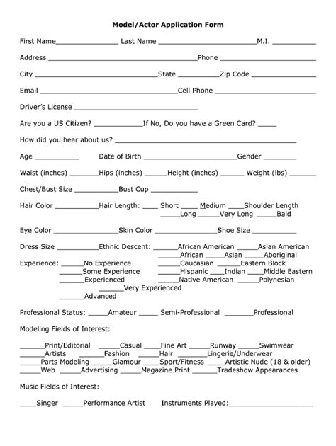 Model Application Form Fill Out Sign Online DocHub