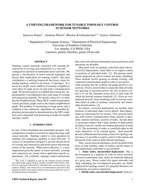 pdf a unifying framework for tunable topology control in sensor networks