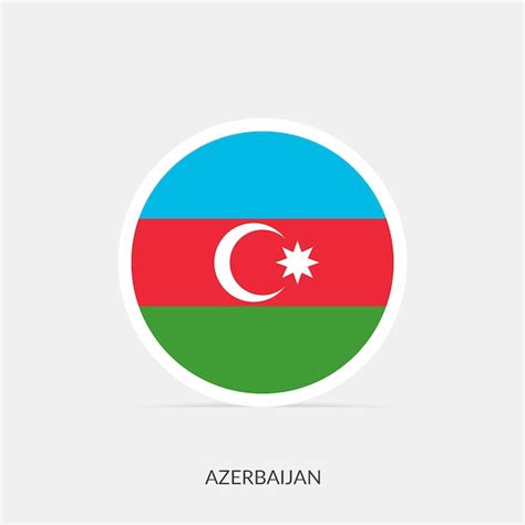 Icono De Bandera Redonda De Azerbaiy N Con Sombra Vector Premium
