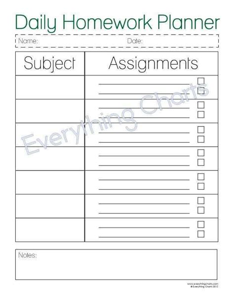 Homework Agenda Template For Elementary Cards Design For Homework