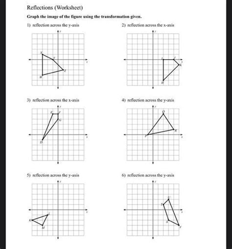 reflections worksheet graph the image of the figure using the transformation given 1
