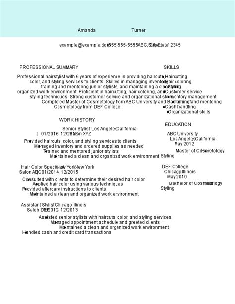 Excellent Hair Stylist Resume Examples For 2024