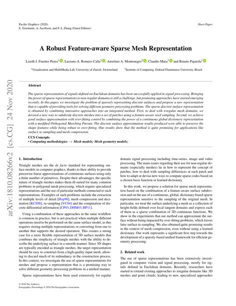 pdf a robust feature aware sparse mesh representation