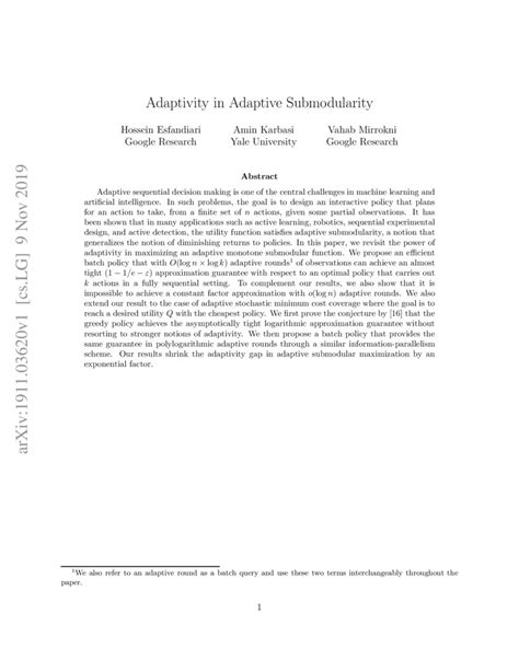 adaptivity in adaptive submodularity deepai