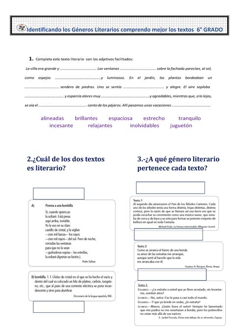 6 Practica Genero Literario Identificando los Géneros Literarios