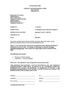 Fillable Online MANDATORY FORM ADDENDA Fax Email Print PdfFiller