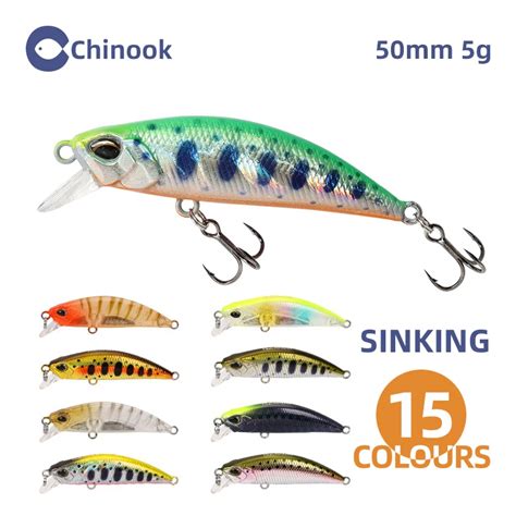 CHINOOK Micro Mini Sinking Minnow Wobbler Angeln Lockt 50mm 5g K