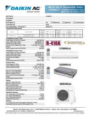 Fillable Online Submittal Data Sheet 2MXS18GVJU With CTXS09FDXS09pdf