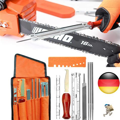 10Feilen Set Schärfset Feile Tasche Für Motorsäge Kette Kettensägen