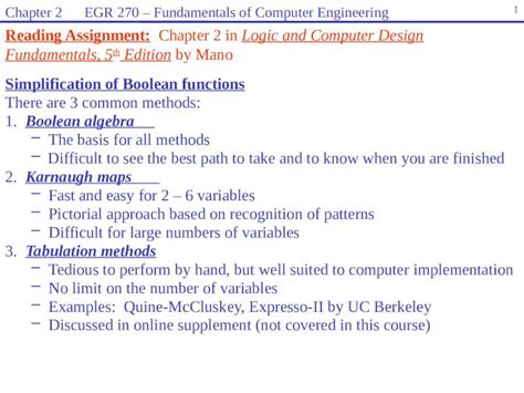 pptx simplification of boolean functions there are 3 common methods 1 boolean algebra