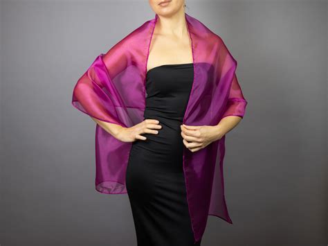Luxury Organza Wrap Shawl Bolero Shrug Elegant 200 Cm Pink Fuchsia