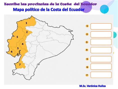 Mapa Político Región Costa del Ecuador worksheet Mapa para colorear