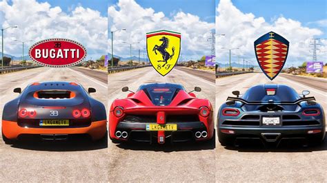 Fh Drag Race Bugatti Veyron Vs Ferrari Laferrai Vs Koenigesgg Agera R