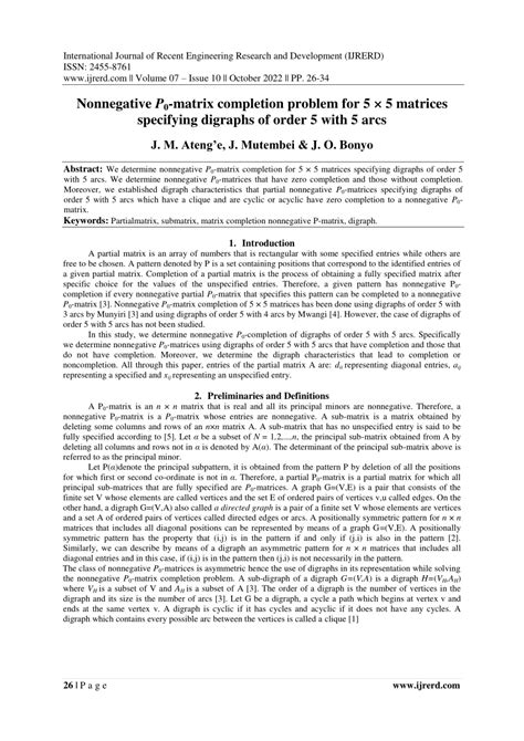 pdf nonnegative p 0 matrix completion problem for 5 × 5 matrices specifying digraphs of order