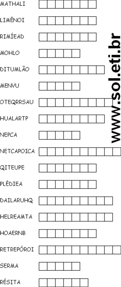 Teste de Português Para Imprimir de Organizar as Letras e Formar as
