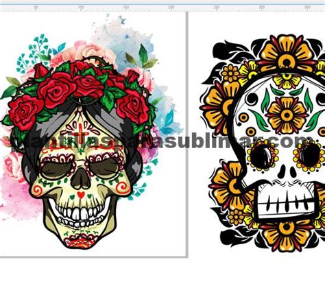 Catrinas Calavera Dia De Muertos Plantillas Para Sublimar