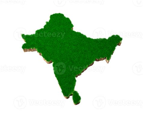 Subcontinent Map Soil Land Geology Cross Section With Green Grass