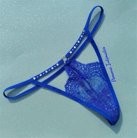 Crystal Clear Blue Thongs Rhinestone Thong G Strings For Etsy