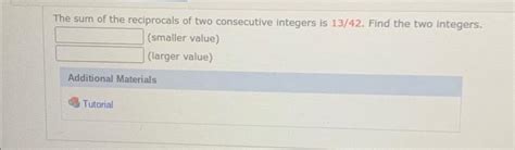 solved the sum of the reciprocals of two consecutive