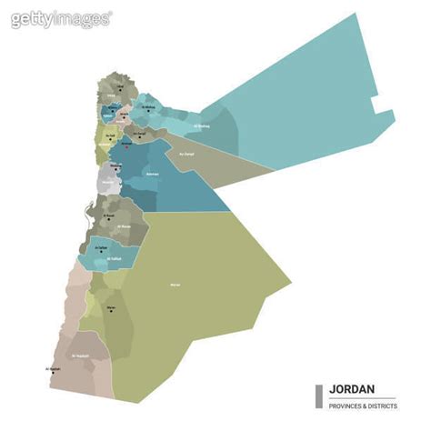 Jordan Higt Detailed Map With Subdivisions Administrative Map Of