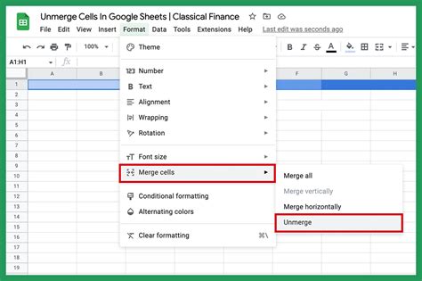 How To Unmerge Cells In Google Sheets Classical Finance