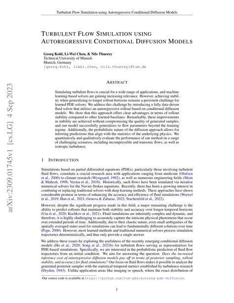pdf turbulent flow simulation using autoregressive conditional diffusion models