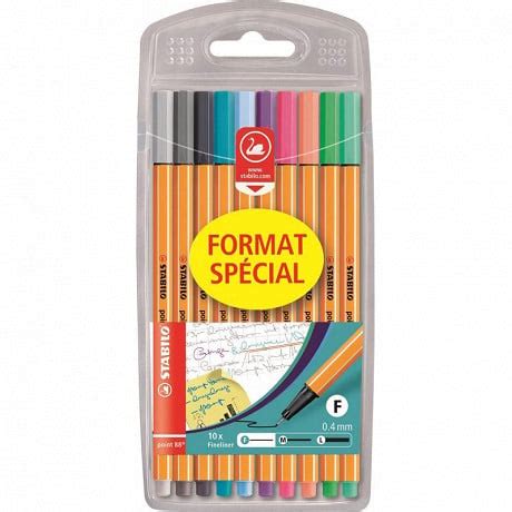 Stabilo 10 feutres d écriture point 88 format spécial coloris pastel